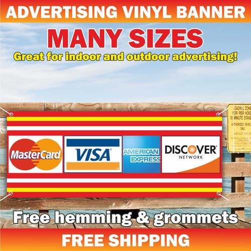 VISA MASTERCARD Advertising Banner Vinyl Mesh Sign pay accepted bank ...