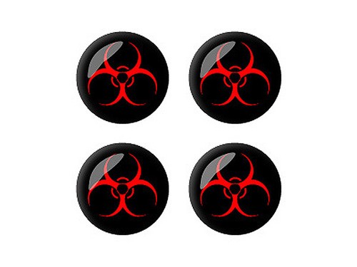 Biohazard Warning Symbol - Wheel Center Cap 3D Domed Set of 4 Stickers ...