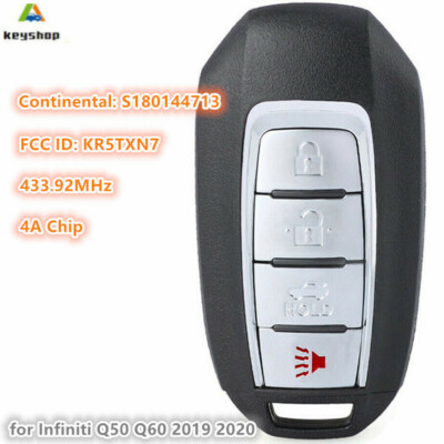 for Infiniti Q50 Q60 2019 2020 Smart Keyless Remote Key Fob S180144713 ...