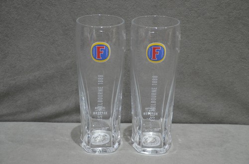 2x Fosters Lager One Pint 20oz Beer Glass Official Enamel Nucleated New ...