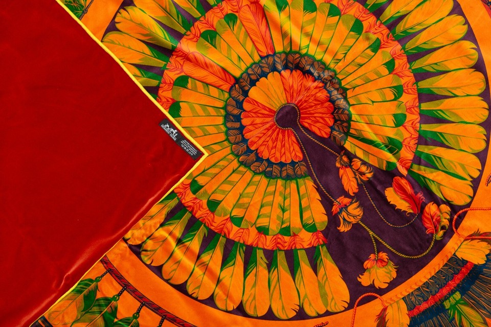 Auth. Hermes Shawl Brazil - 135x170cm - Coton Modal - Ochre orange ...