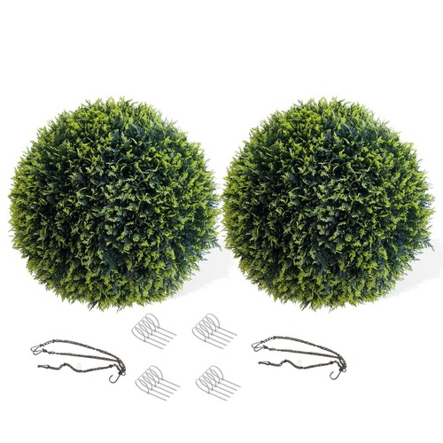24.8 Inch Topiary Balls Artificial Outdoor Set of 2, Faux Topiary Cedar ...