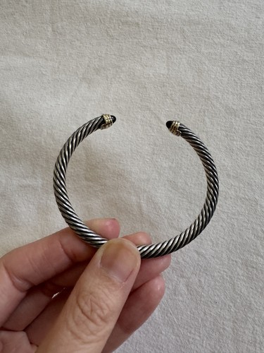 DY David Yurman Sterling Silver 925 14K Gold Onyx 5mm Cable Cuff ...