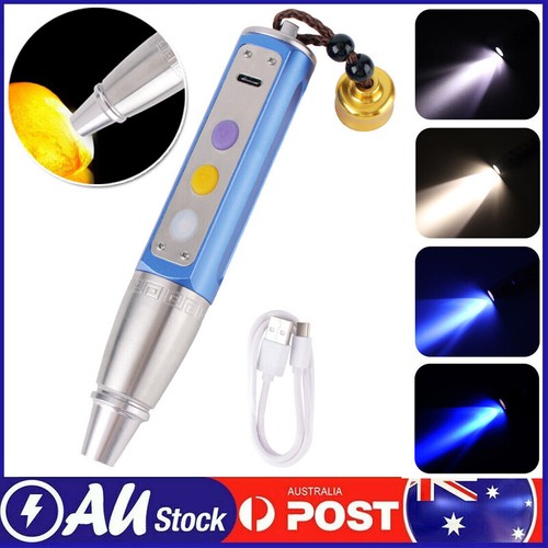 365nm LED Flashlight Torch White Yellow UV Light for Jade Jewelry Gem ...