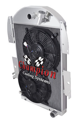 3 Row KR Champion Radiator W/ 2 12" Fans for 1934 - 1936 Chevrolet ...