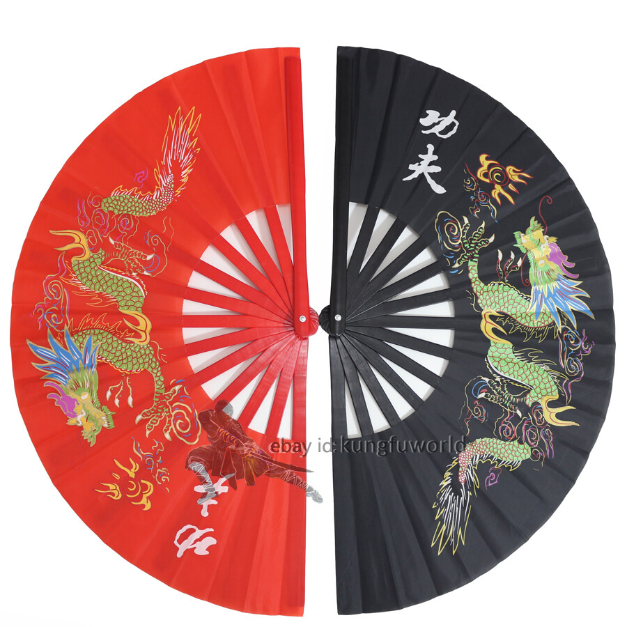 Beautiful Bamboo Tai chi Kung fu Fans with Dragon Martial arts Wushu ...