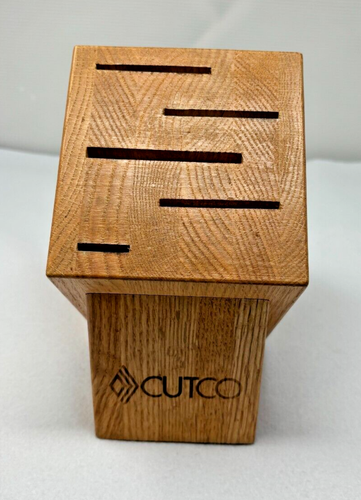 Cutco 5 Slot Gourmet Knife Block Only Made in USA Honey Oak Wood | eBay