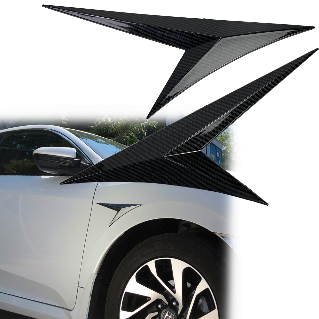 Carbon Fiber Side Wing Fender Stickers cover Trim Cover Shark Gills #1 ...