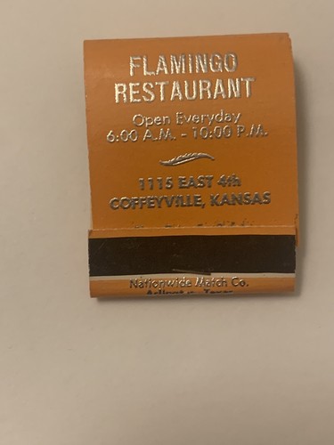 Vintage Flamingo Restaurant Matchbook Full Unstruck Ad Souvenir Kansas ...