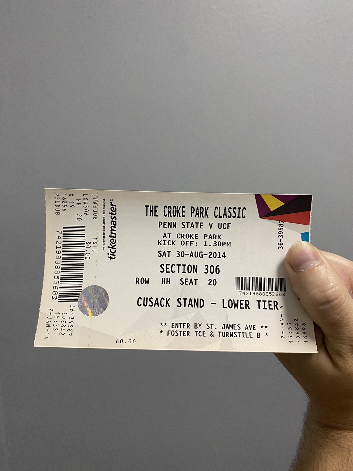 Penn State Nittany Lions Football Ticket Stubs Ireland Croke Park ...