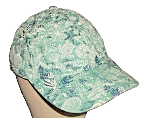 Fat Face Hat Cap Teal Sea Life Beach Shell Graphic Print Adjustable ...