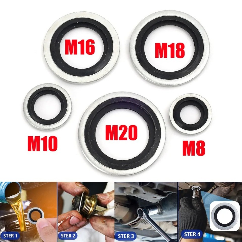 M16 Car Oil Drain Plug Washers Gasket Sump Plug Bonded Seal Ring Rubber ...