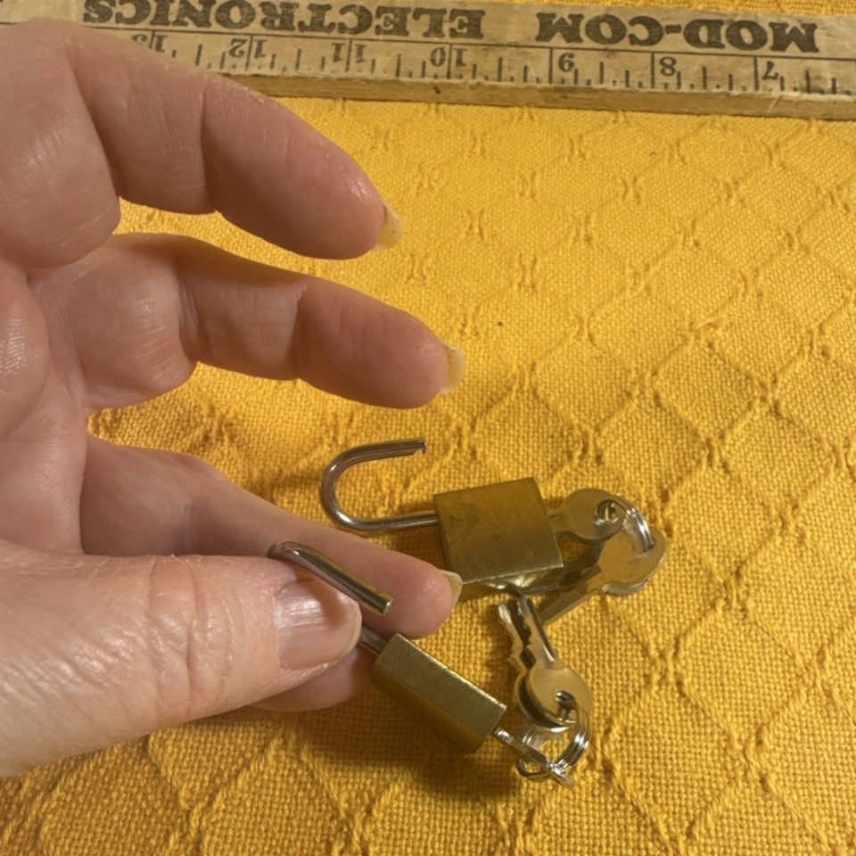 Lot of 2 Small Brass Padlocks with Keys, General Purpose Security Lock ...