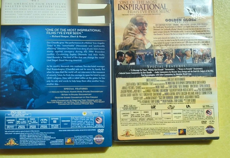 Hotel Rwanda DVD 2004 Joaquin Phoenix Don Cheadle Nick Nolte Brand New ...
