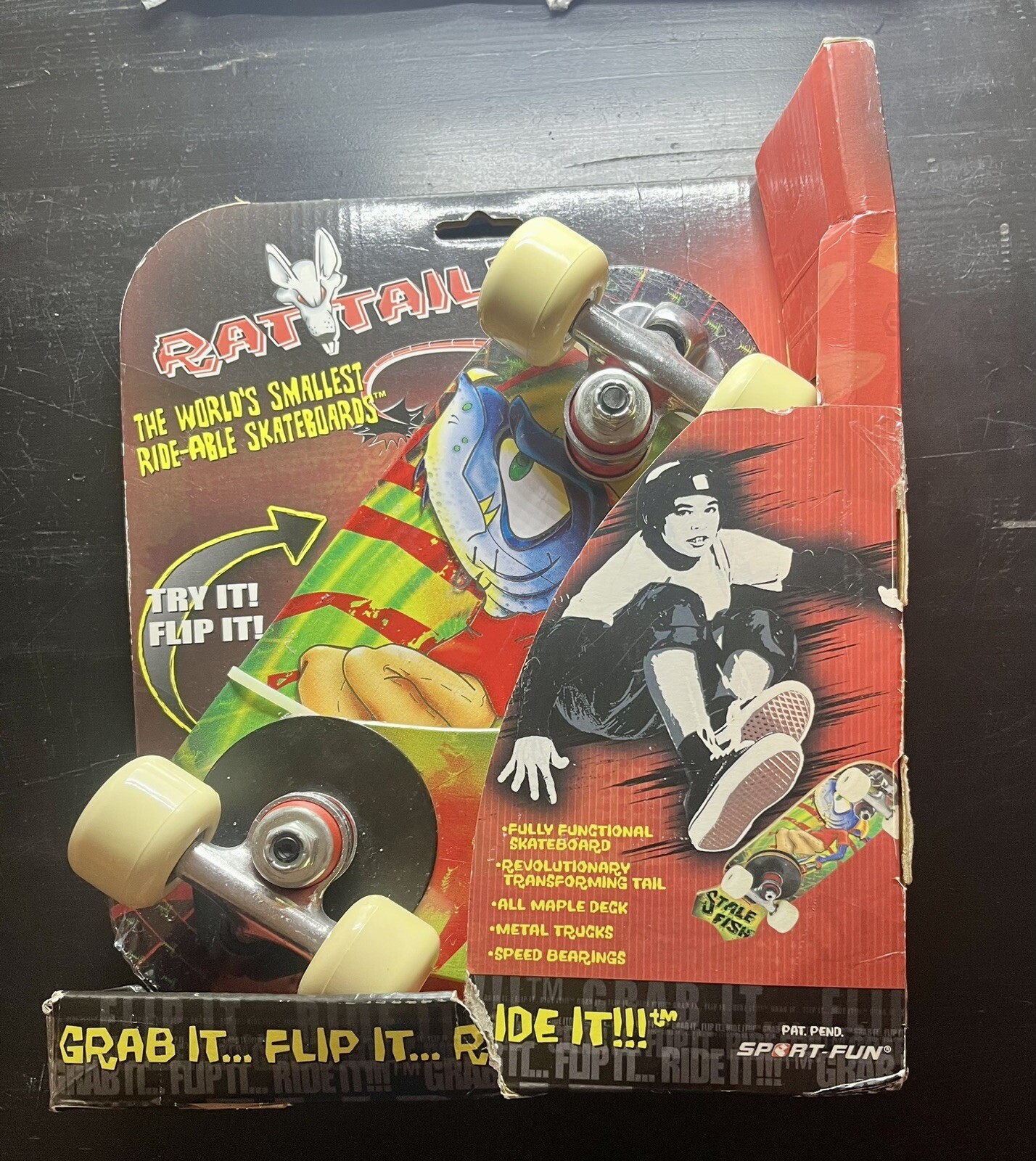 Rat Tailz Mini Rideable Skateboard Flip Out Tail Stale Fish Grab..Flip ...