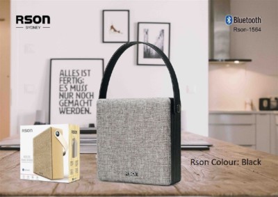 RSON Wireless Bluetooth Speaker Black Wood Body Grey Fabric Mesh 1564 ...