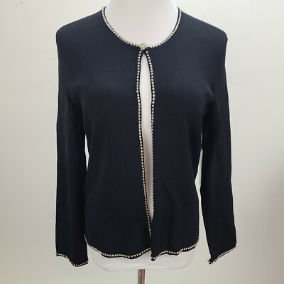 Vertigo Paris Cardigan Women Large Black Rhinestone Snap Button Long ...