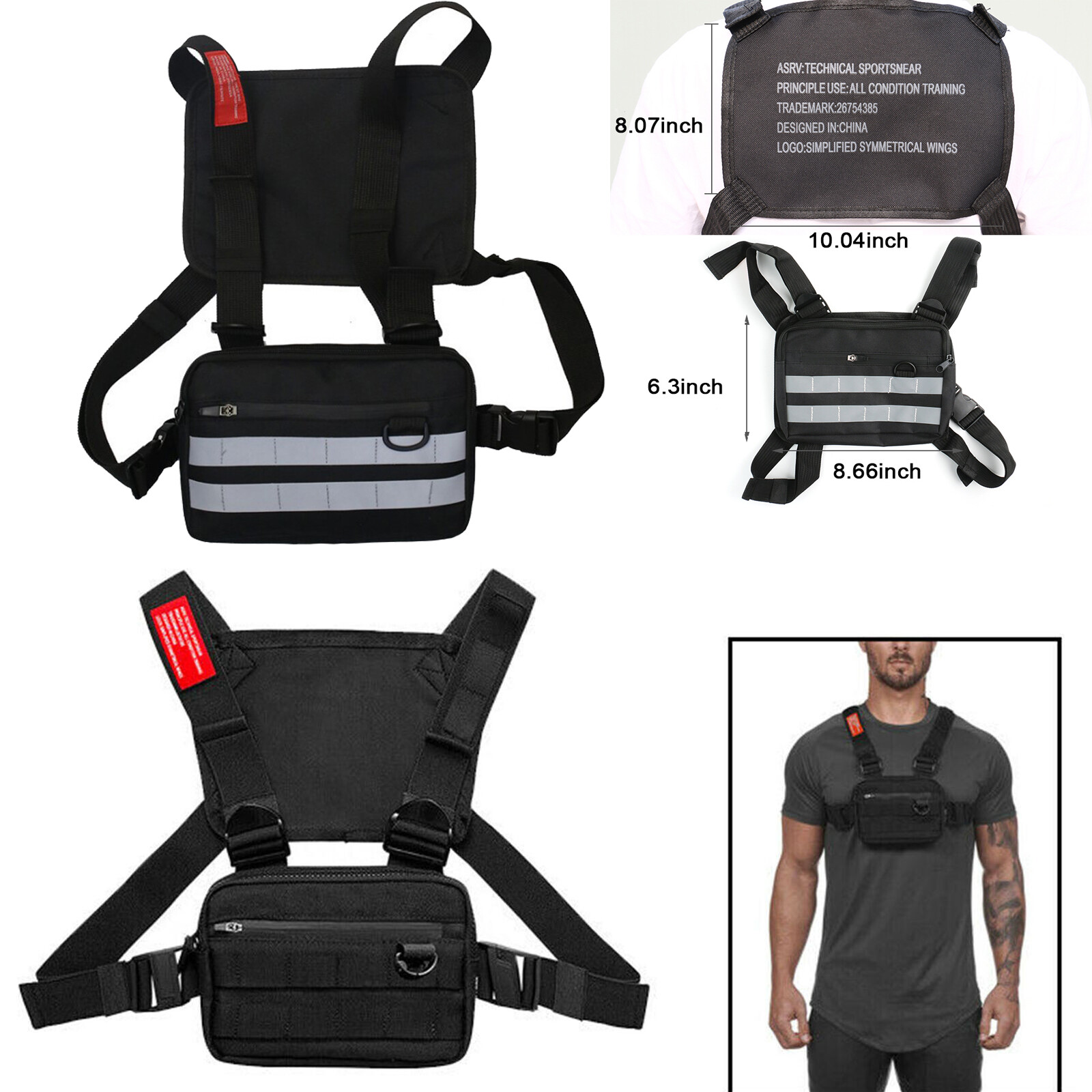 Men Chest Rig Vest Bag Outdoor Harness Chest Pouch Travel Crossbody ...