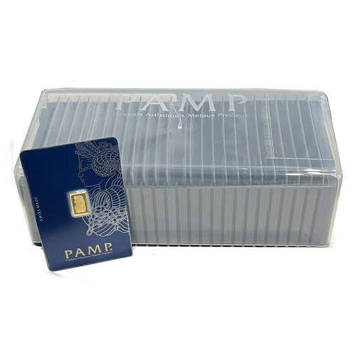 Box of 25 - PAMP Suisse Fortuna 1 gram .9999 Gold Bar - Assay Card | eBay