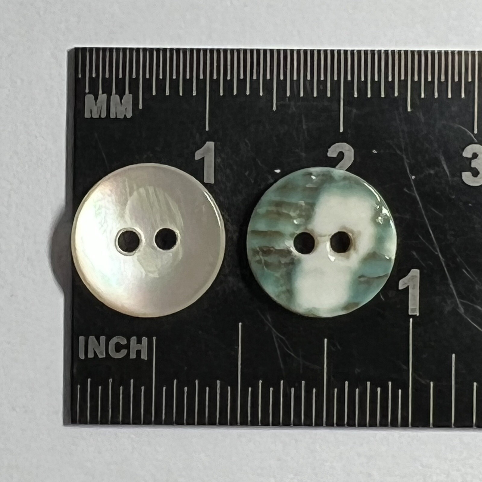 Japanese Beige Oyster Shell Shirting Buttons Green Back 11mm 15mm 2hole ...