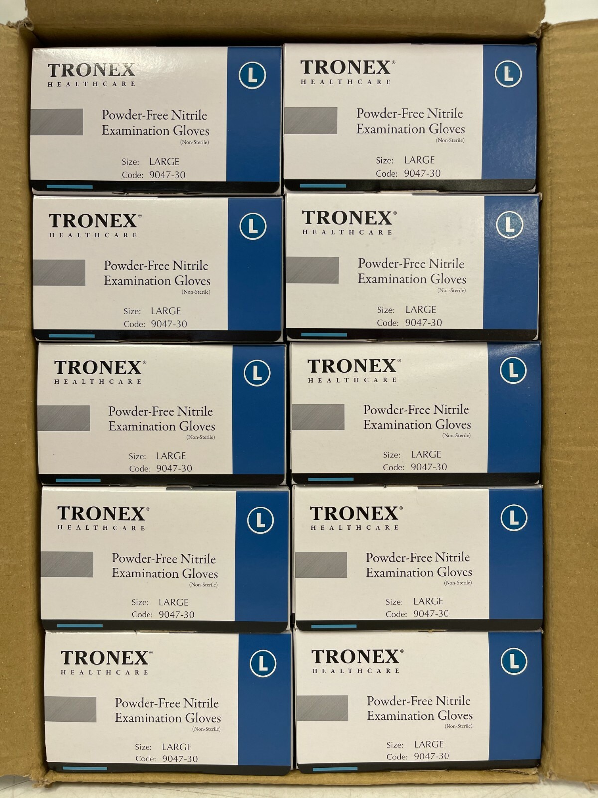 CASE OF 1000 Tronex Powder-Free Nitrile Exam Gloves Size L Black 9047 ...