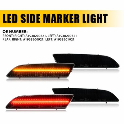 Front 4X Rear LH RH Bumper Side Marker Lights Smoke For 04-08 Chrysler ...