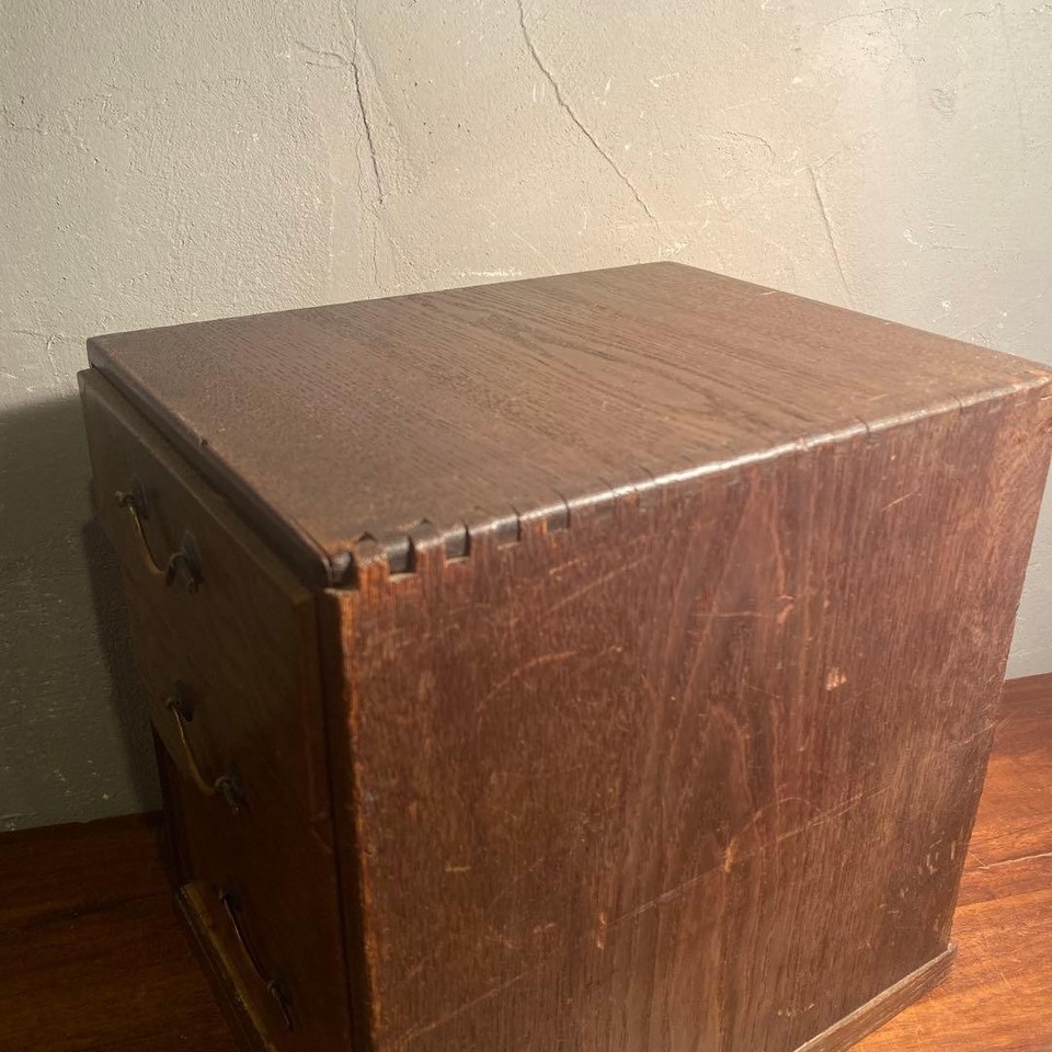 Japanese Antique Tansu Small Chest 3 Drawer Desktop Cabinet Retro | eBay