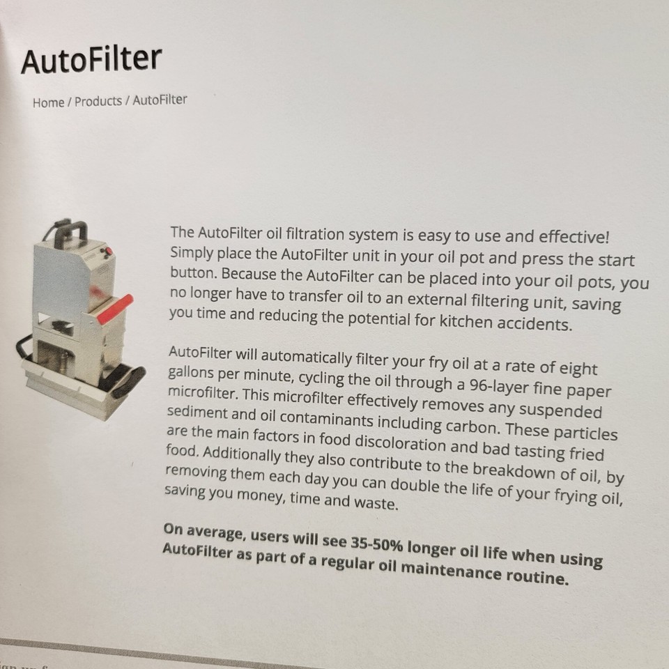 NEW - COMPLETE - AUTOFRY VITO Autofilter Deep Fry Oil Filter | eBay