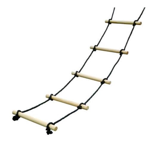 16" Wide Wooden 5 Step Rope Ladder w/ O-rings for Hanging, 120 lb ...