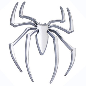 Pair Silver 3D Spider Car Sticker Chrome Badge Emblem Decal Nick Cover ...