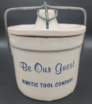 VINTAGE Stoneware Cheese Crock "BE OUR GUEST" Kinetic Tool Company Advertising | eBay