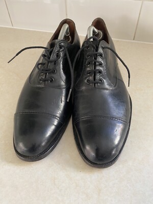 Vintage Mens BURLINGTON Oxford Brogue Shoes Black Leather Size 9 & Shoe ...