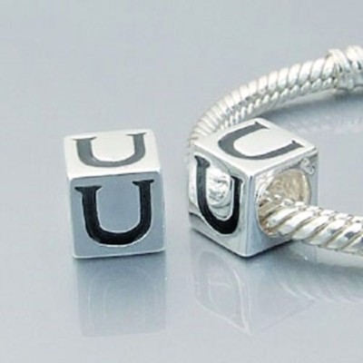 Letter U Cube Charm Bead 925 Sterling Silver | eBay UK