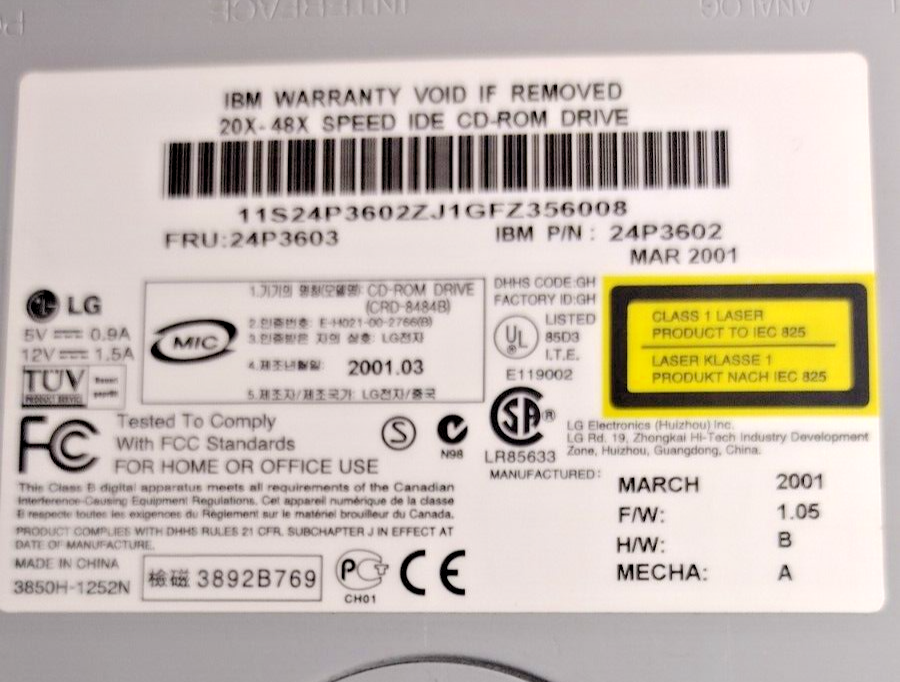 IBM 24P3603 20X-48X SPEED IDE CD ROM DRIVE 24P3602 /CRD-8484B | eBay