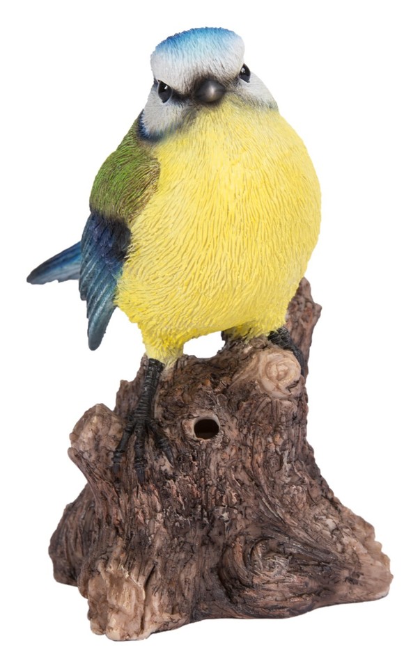 Motion Activated Bird on Stump Cardinal Blue Jay Tit Home Tabletop ...
