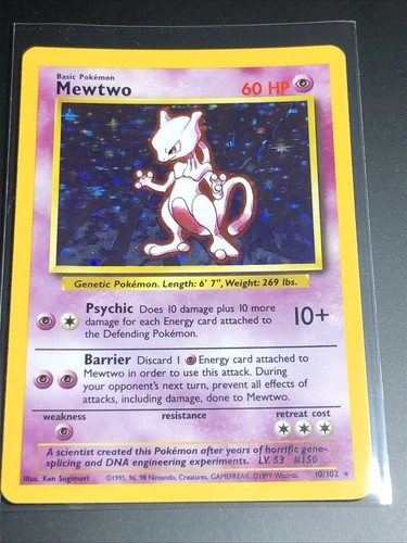 Lightly Played Mewtwo 10/102 Unlimited Base Set Pokémon Tcg Vintage ...