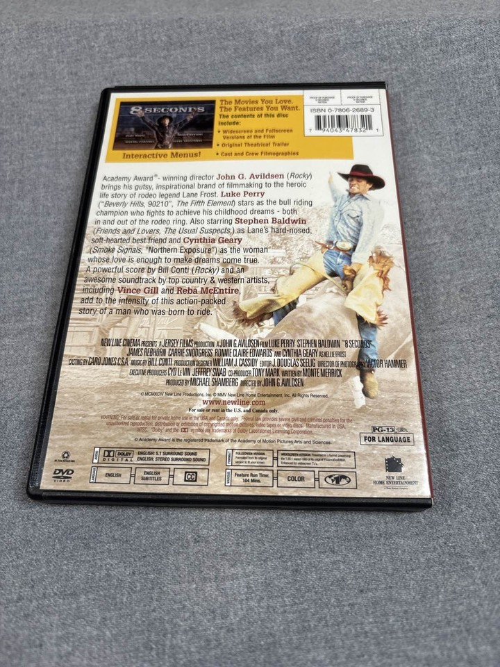 8 Seconds DVD 1994 Luke Perry Stephen Baldwin Cynthia Geary Rodeo Film ...