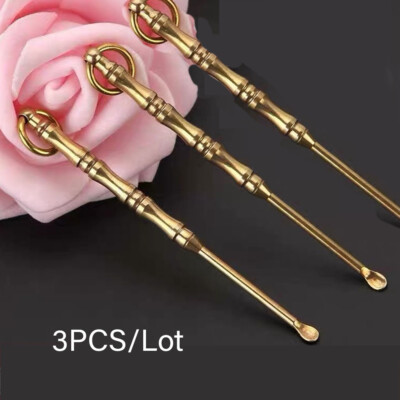 F# Brass Vintage Bamboo Ear Pick Spoon Shovel Medicine Earpick Tool Key ...