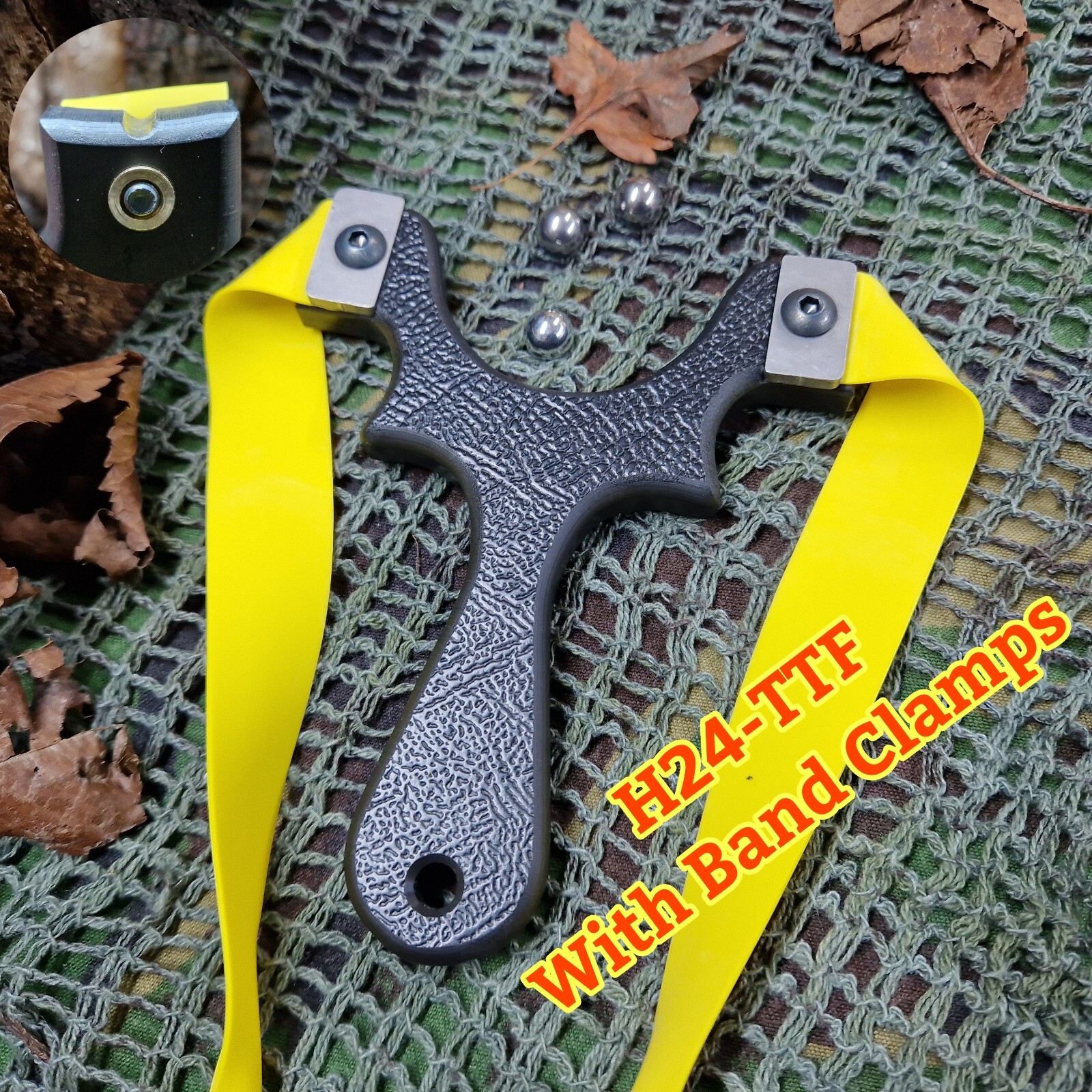 Catapult/Slingshot H24 Ttf ,WITH BAND CLAMPS, HUNTING , HEGARTY SLINGS ...