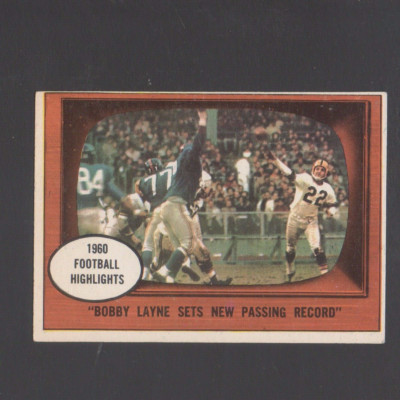 1961 Topps Football Card #113 Bobby Layne Sets Record-Pittsburg ...