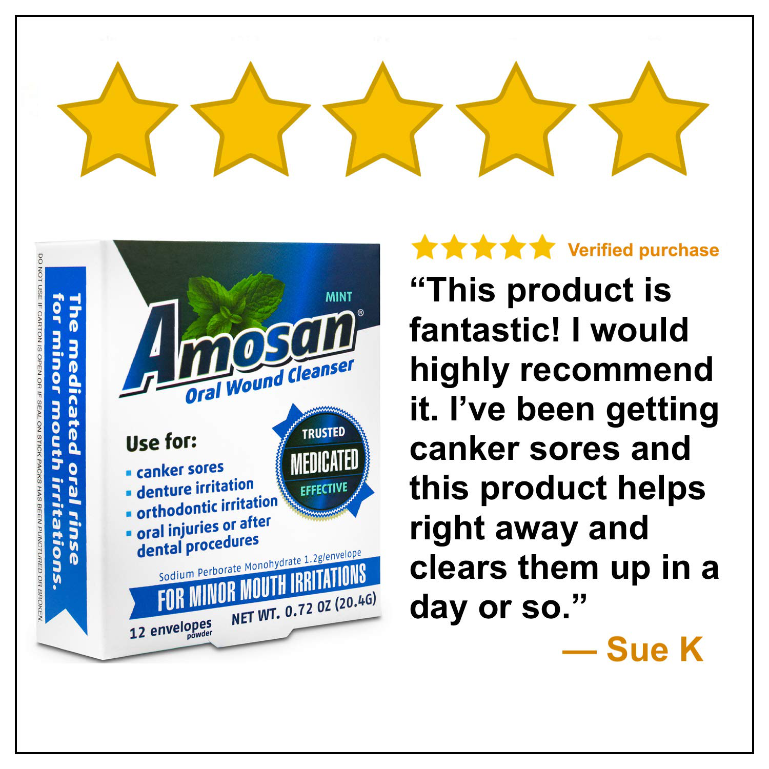 Amosan Oral Wound Cleanser for Canker Sores, Deture Irritation and more ...