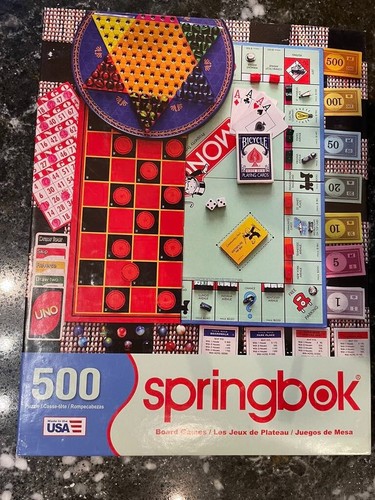 Springbok 500 Piece Puzzle Board Games Monopoly Checkers Uno Bingo ...