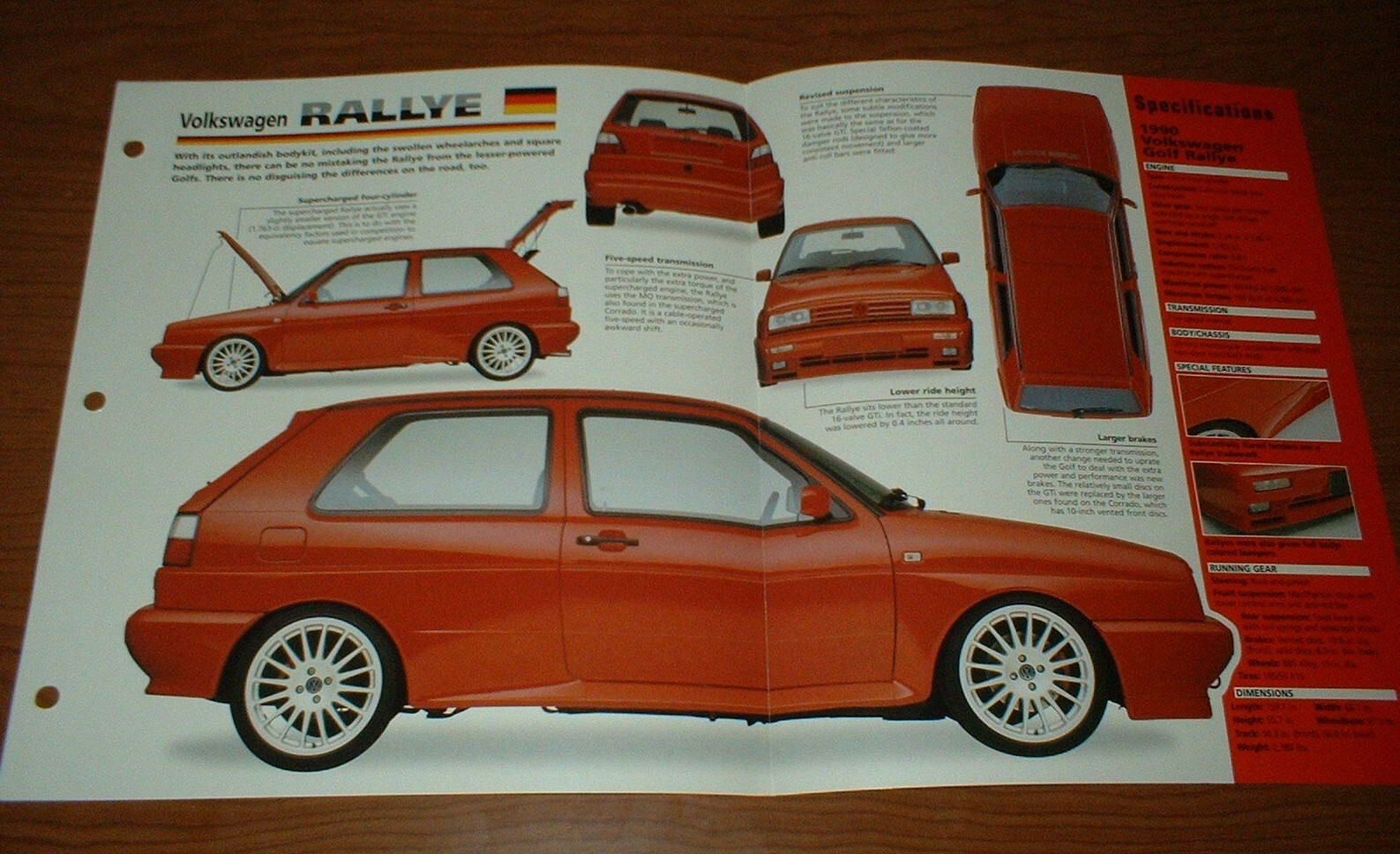 1990 Volkswagen Golf Rallye Spec Sheet Brochure Poster Print Photo 90 ...