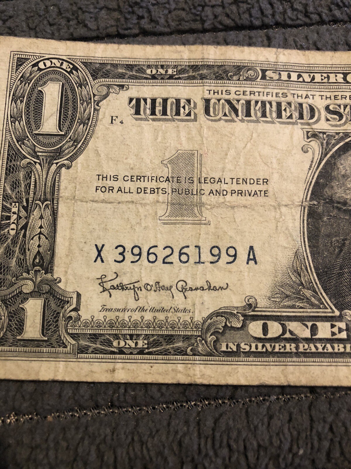 1957 One Dollar Blue Seal Series B Note Silver Old US Bill $1 US ...