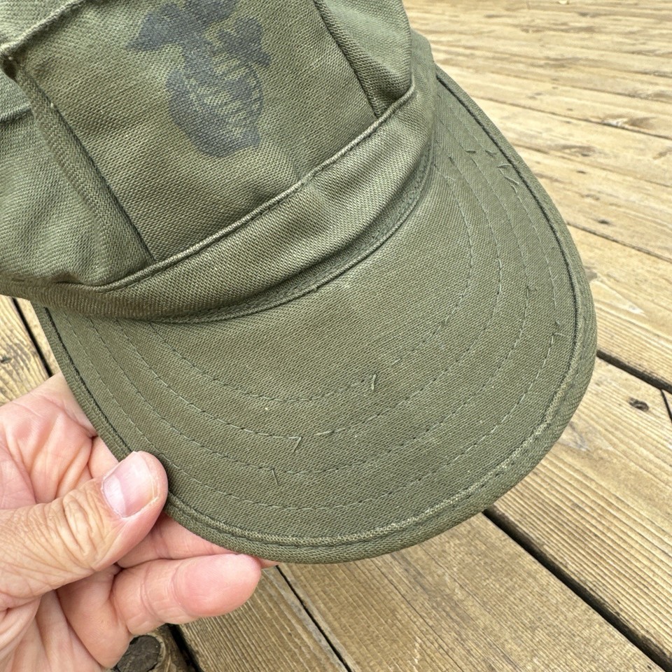 1987 USMC Utility Cap OG-107 Sateen Hat Olive Drab Marine Corps Issue ...