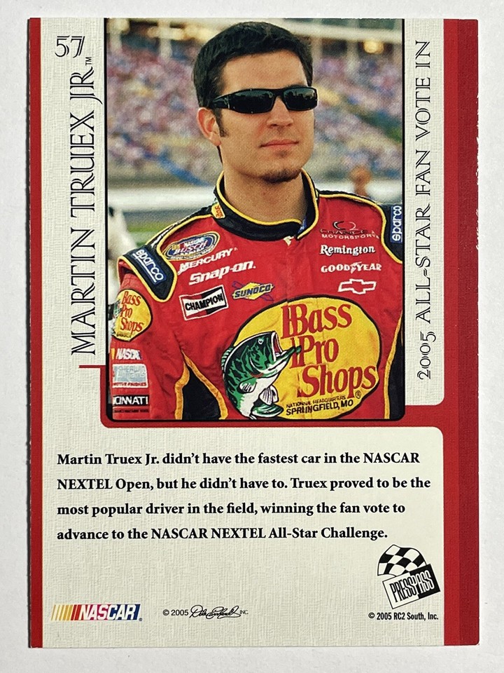 MARTIN TRUEX JR 2005 Press Pass VIP HONOR ROLL NASCAR Racing Card #57 ...