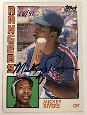 Mickey Rivers Signed Autographed 1984 Topps Certified Auto Baseball ...