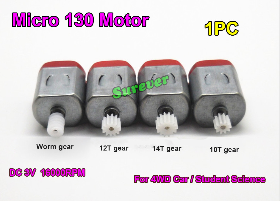 DC 3V-6V 32000RPM High Speed Mini 130 Motor With Plastic Gear DIY 4WD ...