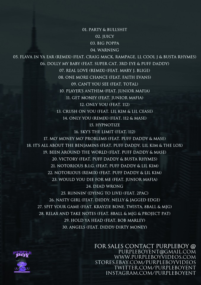 Notorious B.I.G. Music Video Collection DVD Biggie Smalls BIG Puff ...