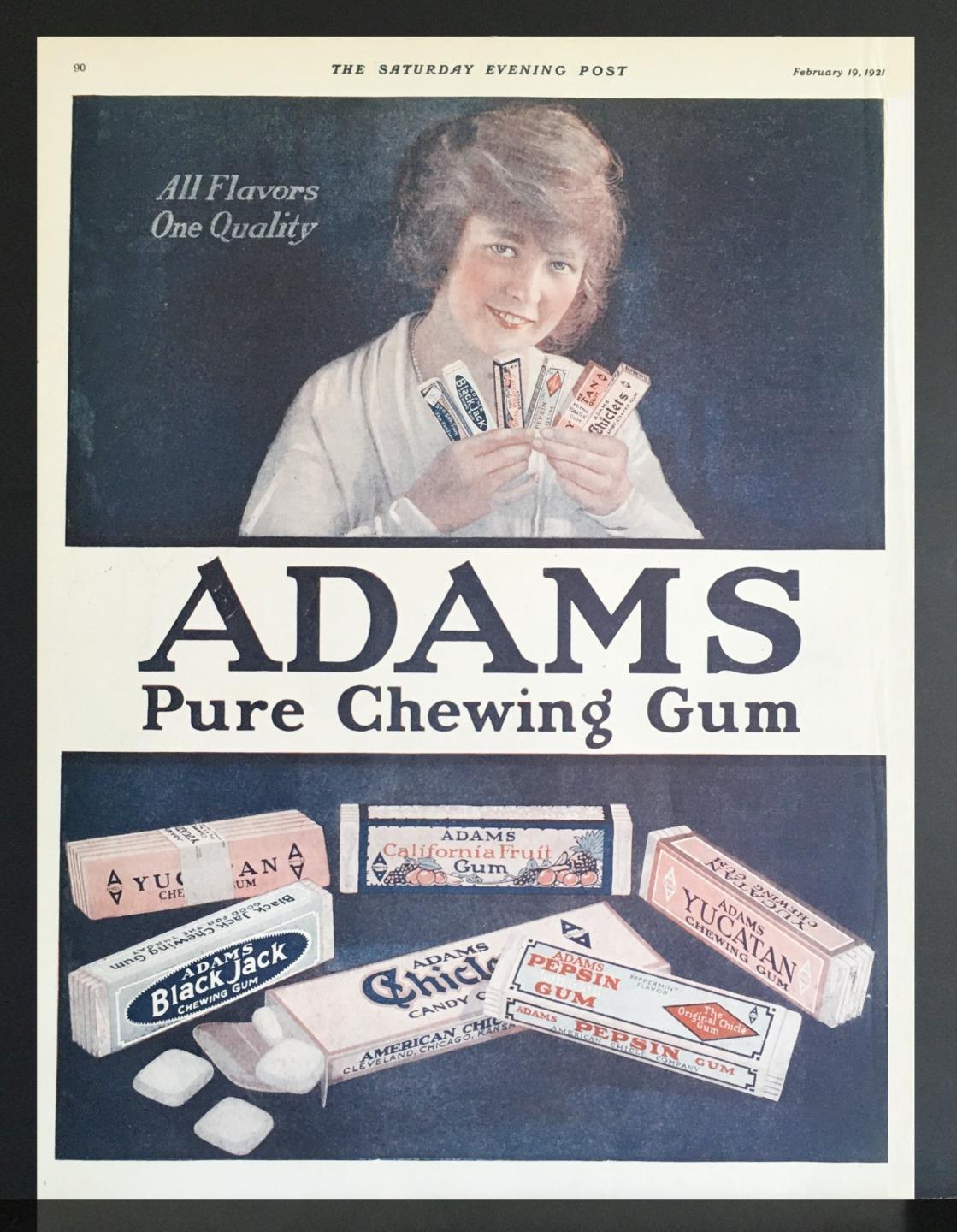 1921 Adams Chewing Gum California Fruit Black Jack Chiclets Yucatan Ad ...